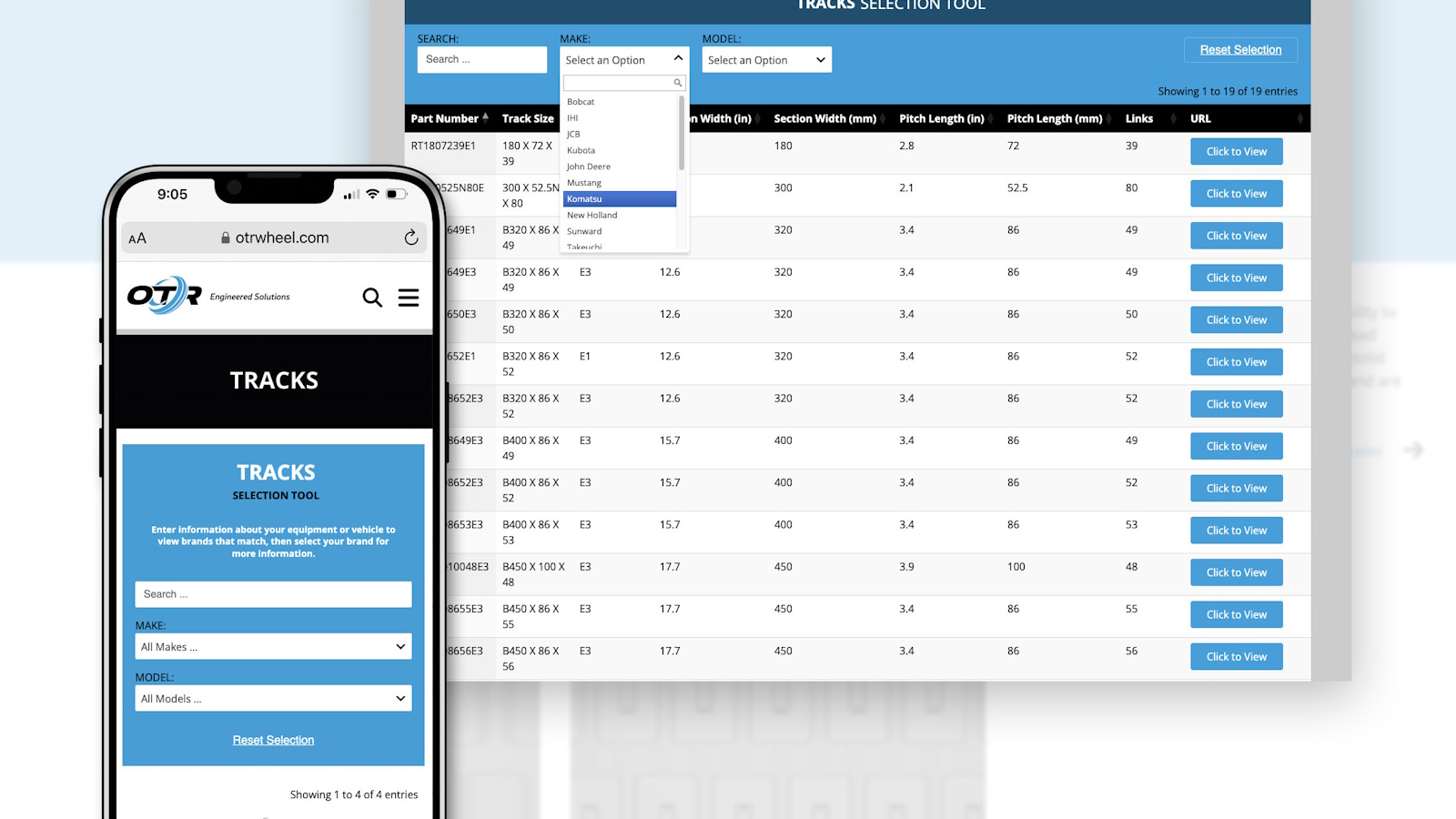 OTR online tracks selection tool and dealer locator – Rental Management ...
