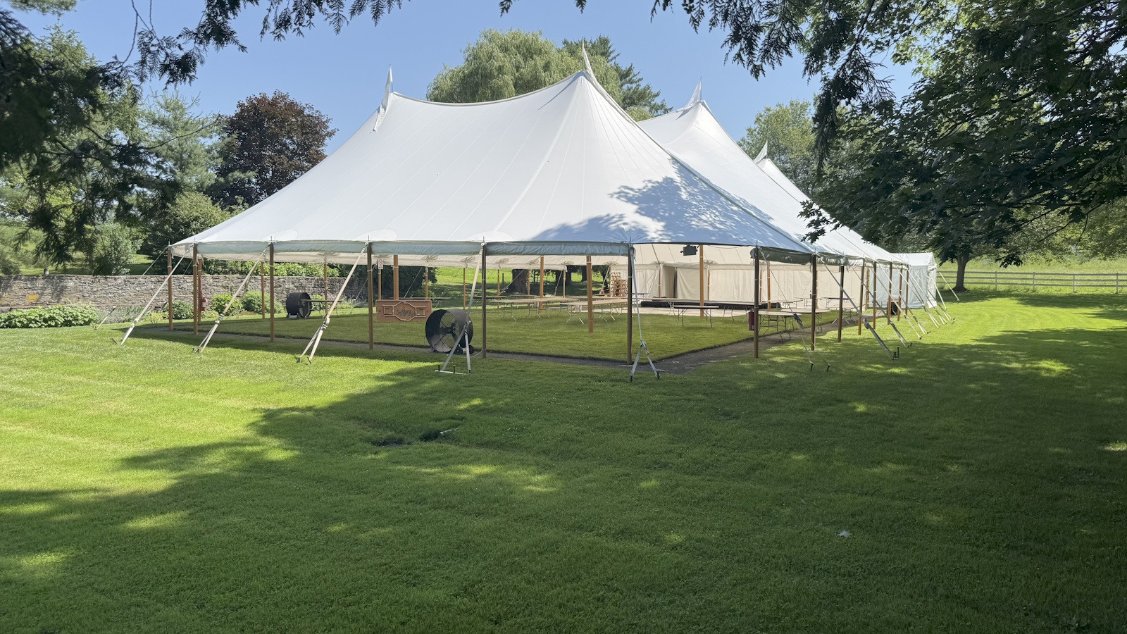 Aztec Tents 66-ft.-wide twin pole sailcloth tent – Rental Management ...